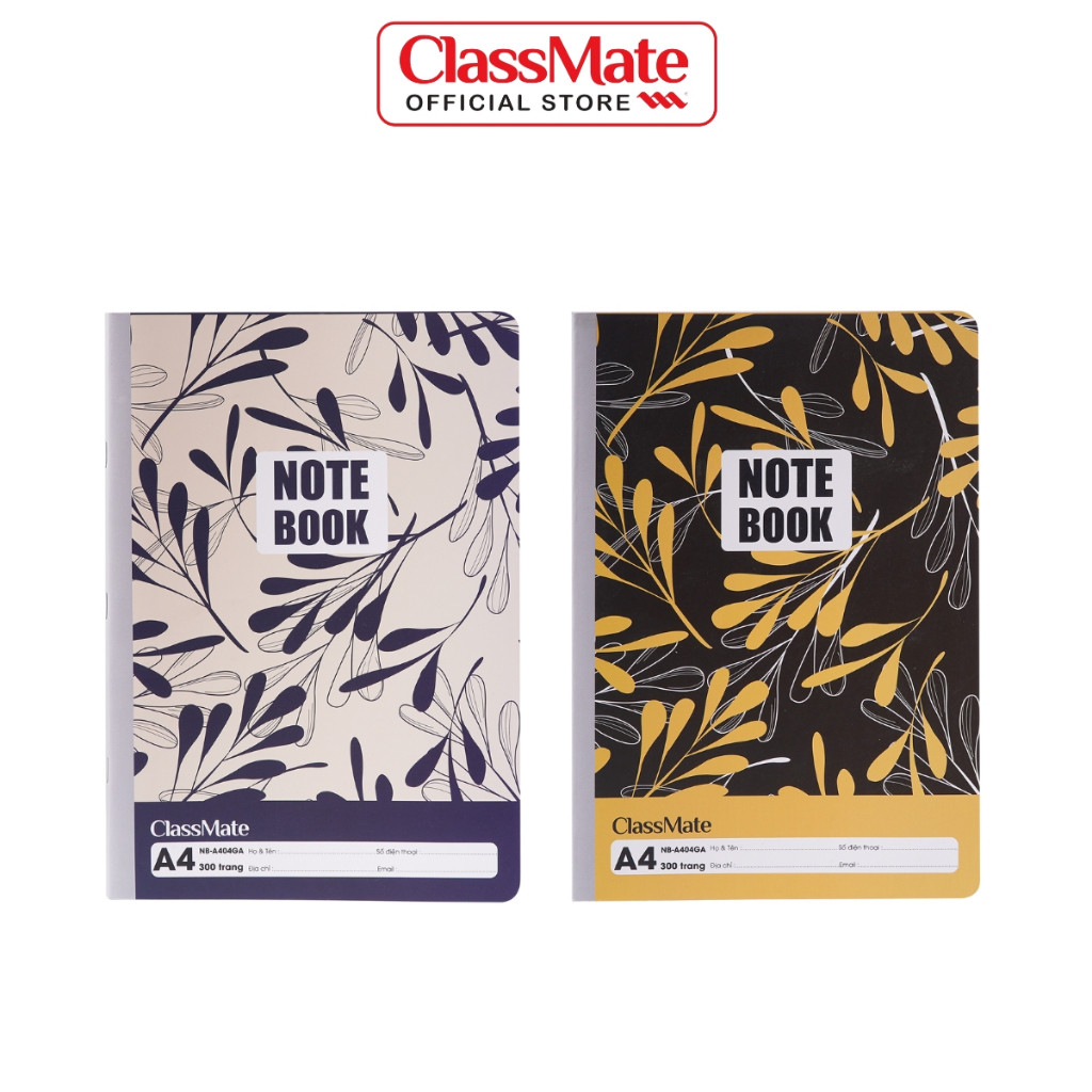 A4 CLASSMATE Notebook 300 Pages, Neutral Color Floral Design, Smooth ...