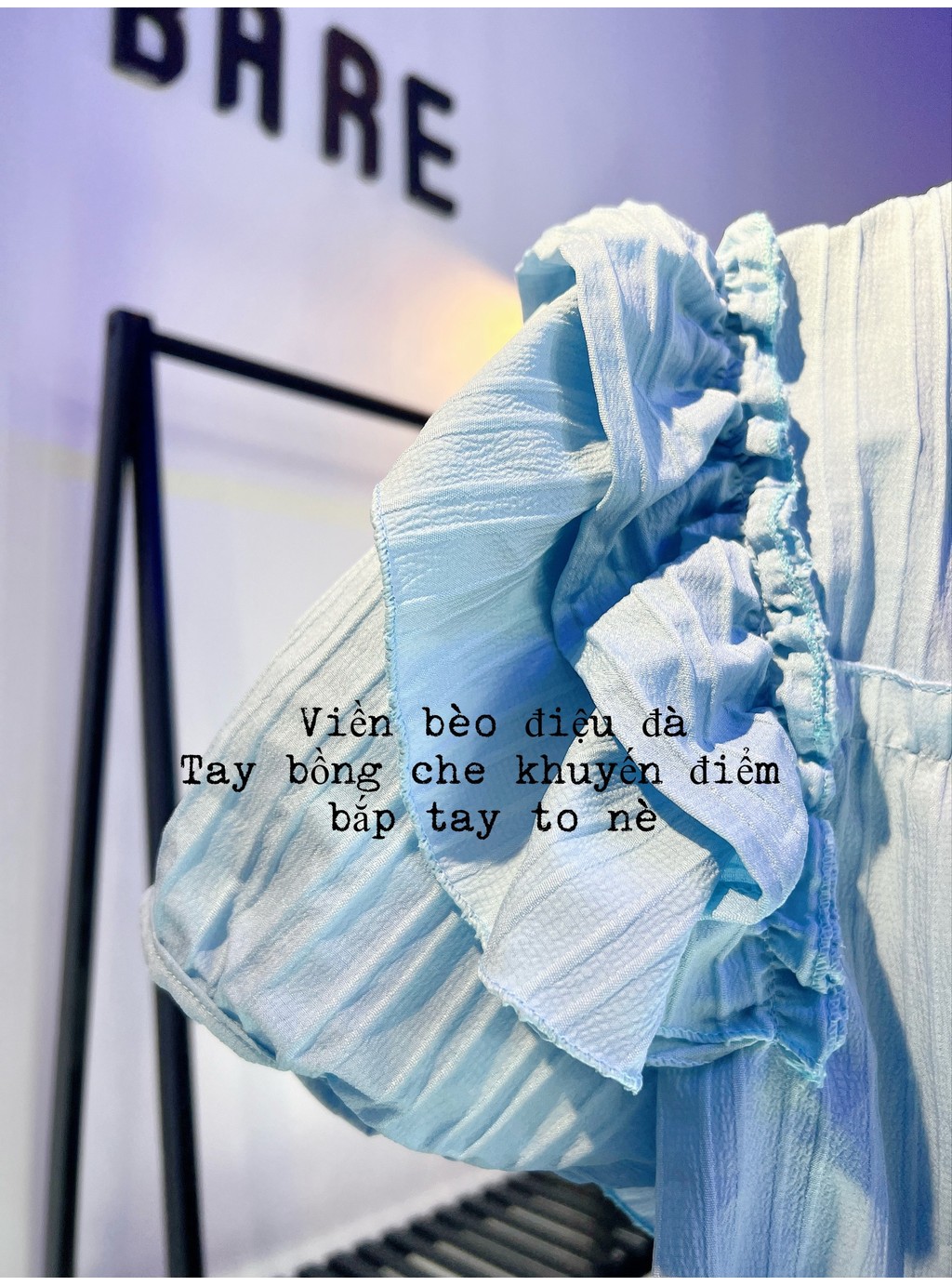 BARE_Ruffle collar shirt with wave ribbed fabric, elegant style - A225 ...