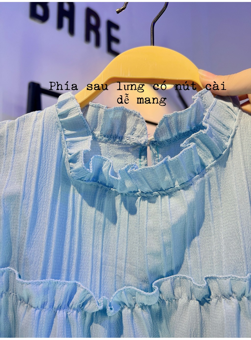 BARE_Ruffle collar shirt with wave ribbed fabric, elegant style - A225 ...