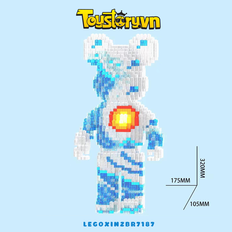 Nano Block Bearbrick 32cm Blue - White With Glowing LED Comes With ...