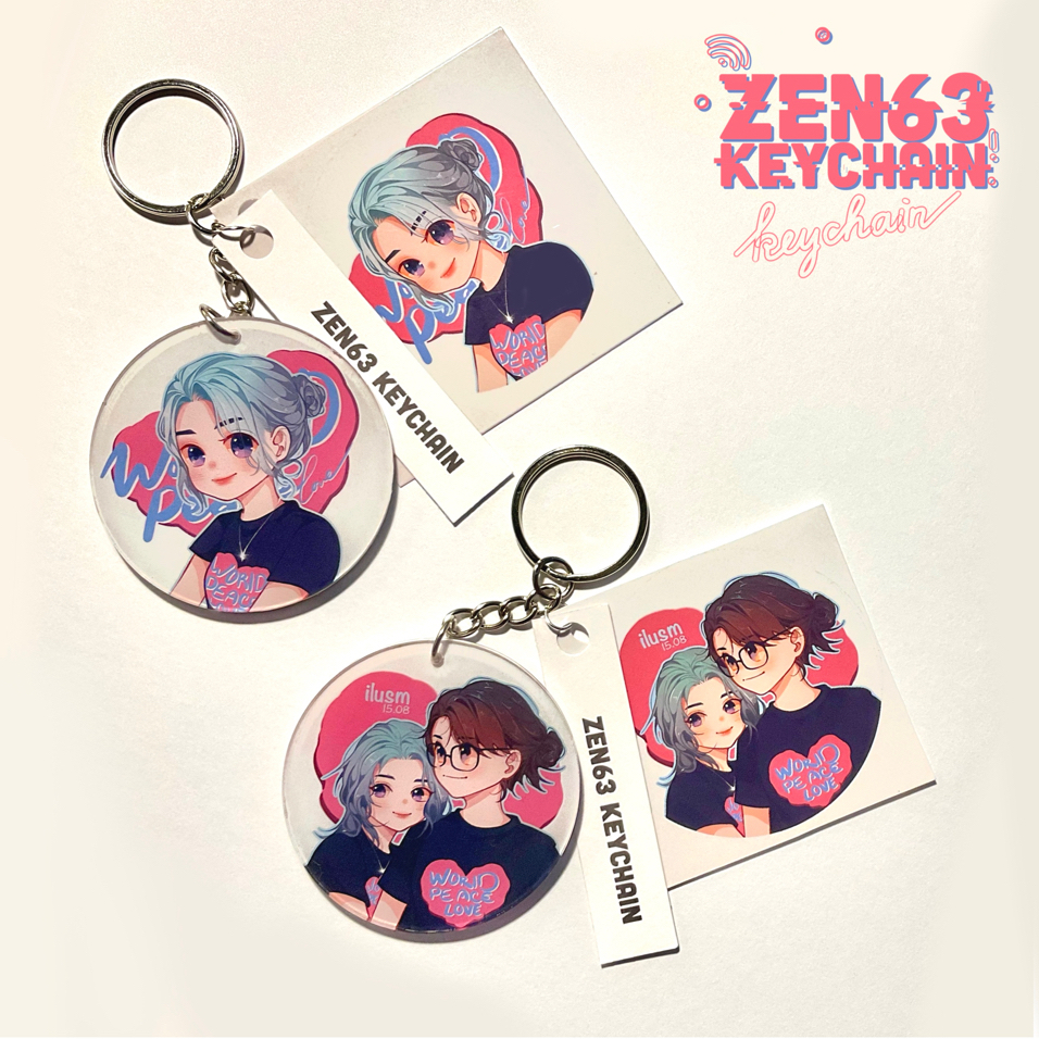 Chibi drawing keychain doublebag - 2 people upon request (2 sides ...