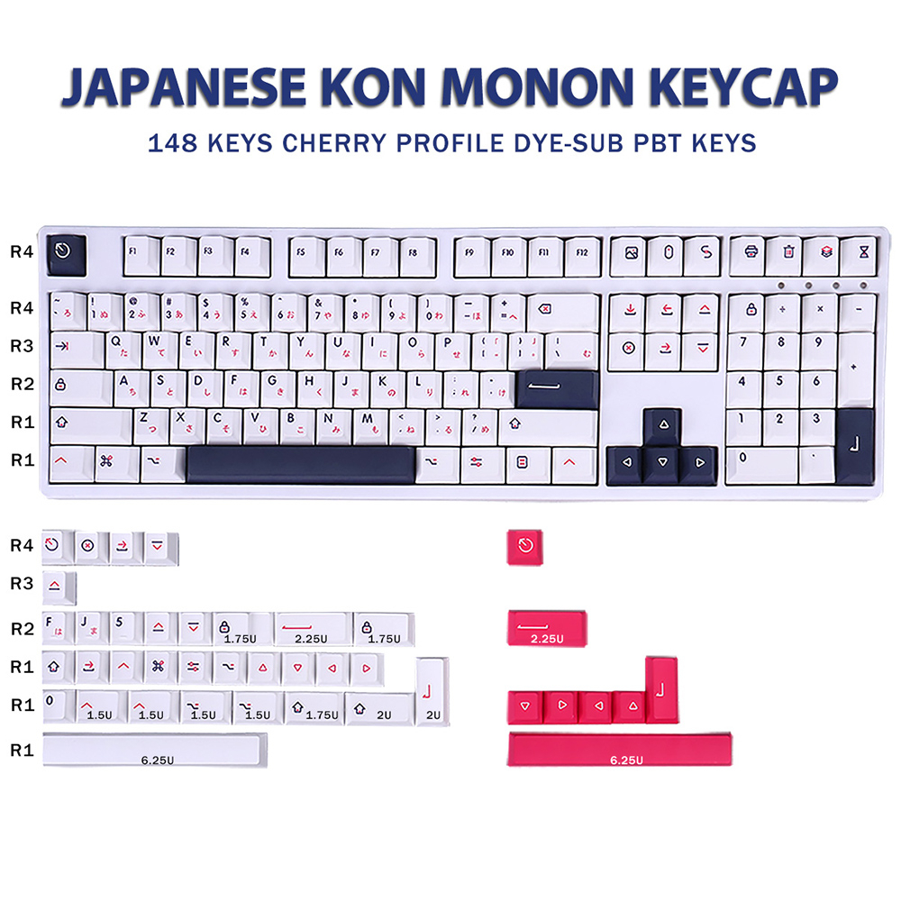 Keycap KON MONO Cherry profile PBT Dyesub 148 keyboard buttons for ...