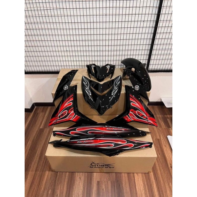 Exciter 150 Fire Sticker Black Mixed Car Sticker Red - Blue - White ...
