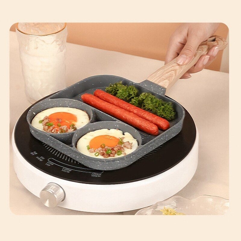 Egg Frying Pan Mold with 2 Round Holes and 1 Convenient Frying ...