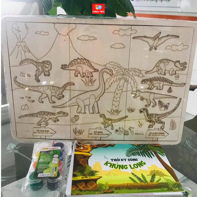 Dinosaur Puzzle Set Bilingual wooden toys with free coloring for ...