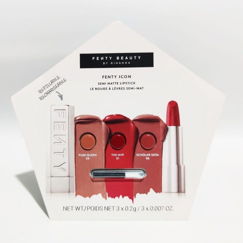 Fenty Beauty Fenty Icon Semi Matte Lipstick Blister 3 boxes with brush ...