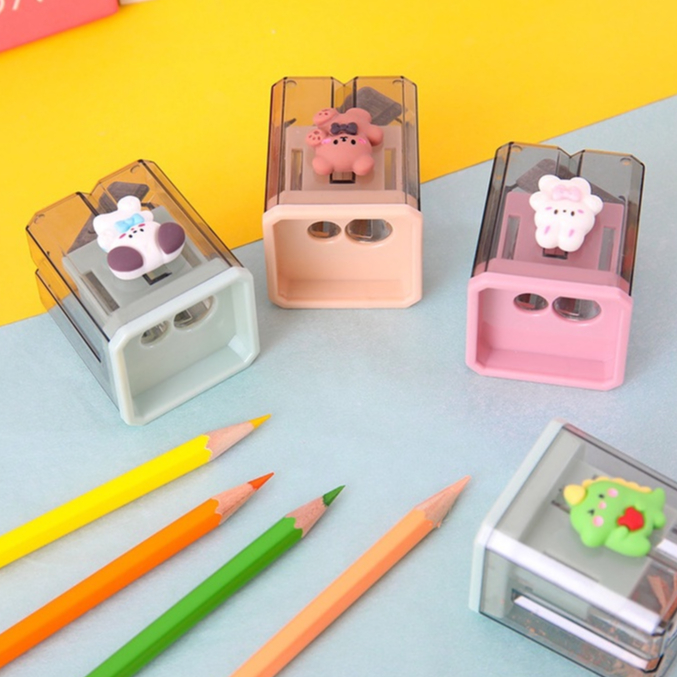2-hole pencil Sharpener with lovely animal charm BAG U GBC2LO12 ...