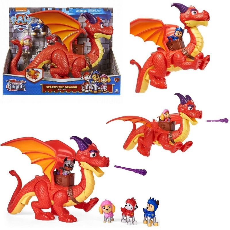 Paw Patrol: Set of 4 rescue dogs and giant magic dragons with functions ...
