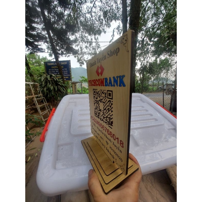 Account number board scan qr code, rectangular wooden qr code board ...