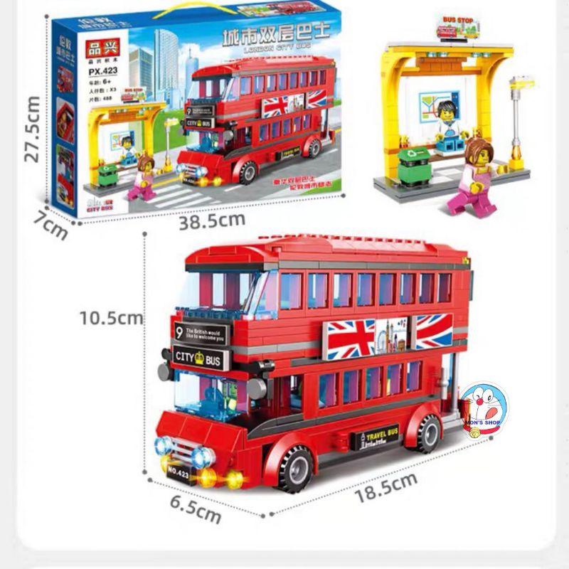 Two-storey Bus Station puzzle toys, 488 puzzle pieces, 3 characters ...