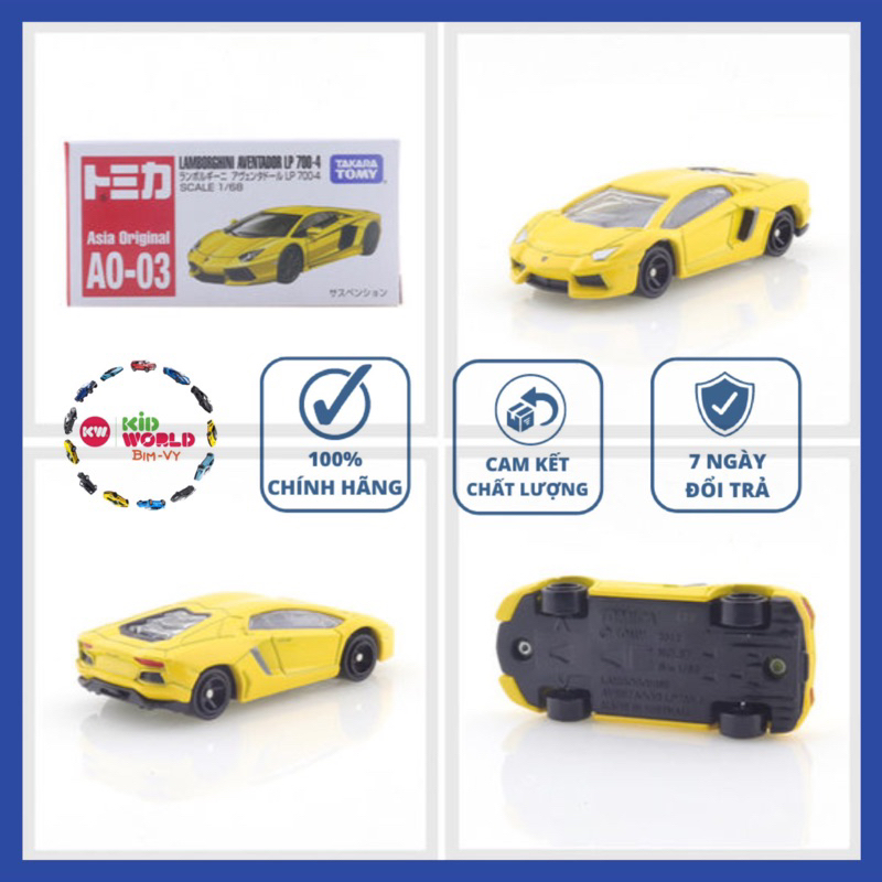 Tomica Box Lamborghini Aventador LP 700-4 model car. No.ao-03. Scale 1: ...