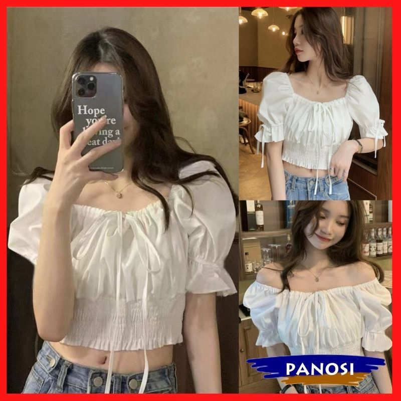 Women's shirt - women's off-the-shoulder crop top with cute bow tie ...