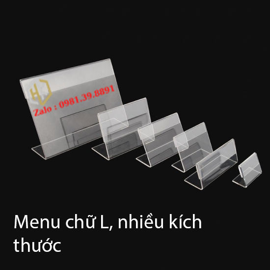 L-shaped mica Menu, mica table shelf, mica price list, mini product ...