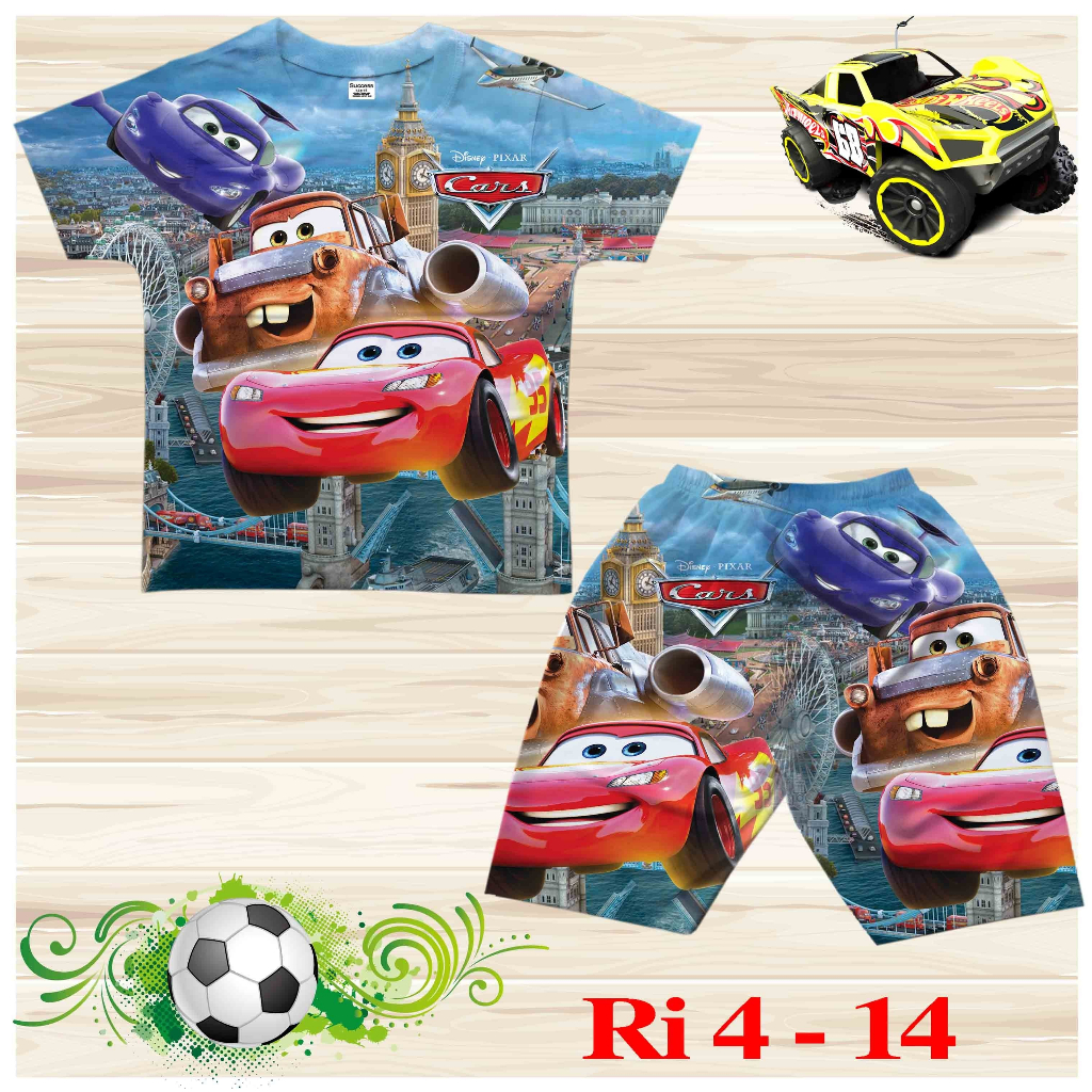 Boys' clothes, short sleeve sets for boys with big size Car 18-45KG made of cool Thai elastic ...