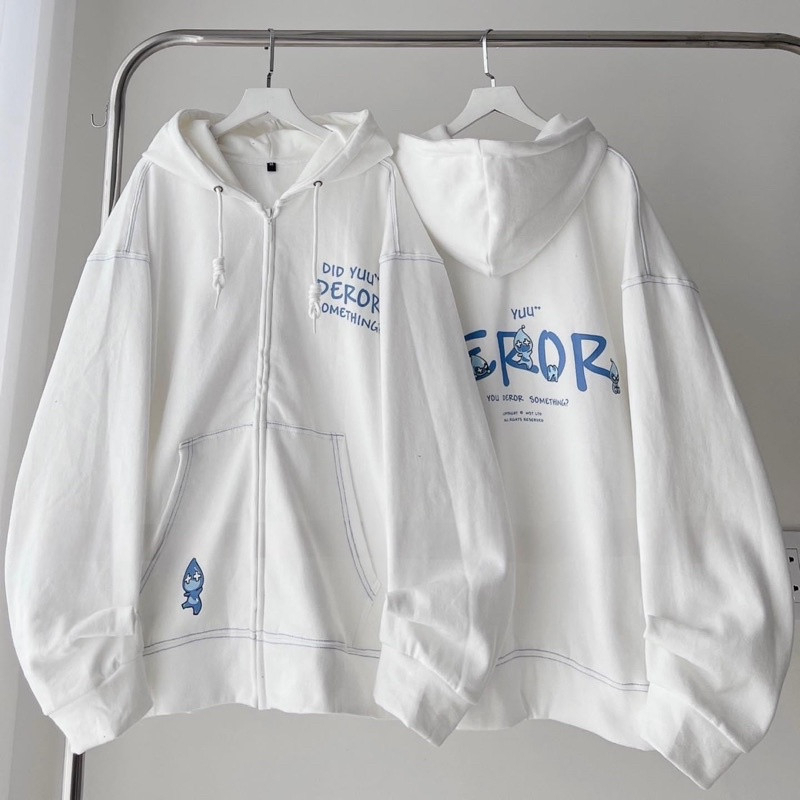 DERROR Zip Hoodie with thick cotton felt zipper with hat in 2 loose ...