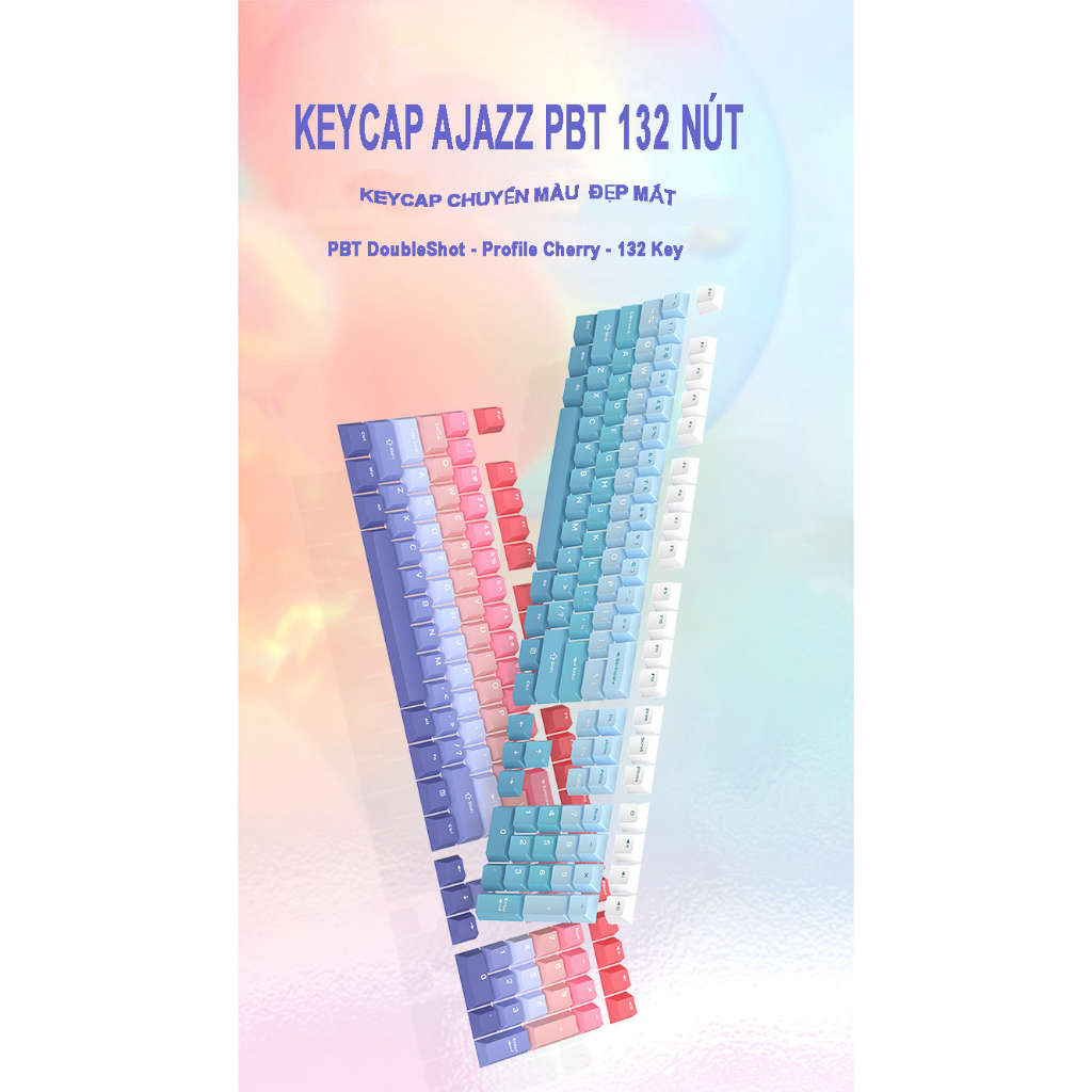 Ajazz PBT 132 key Cherry profile keycap / keyboard button set in many ...