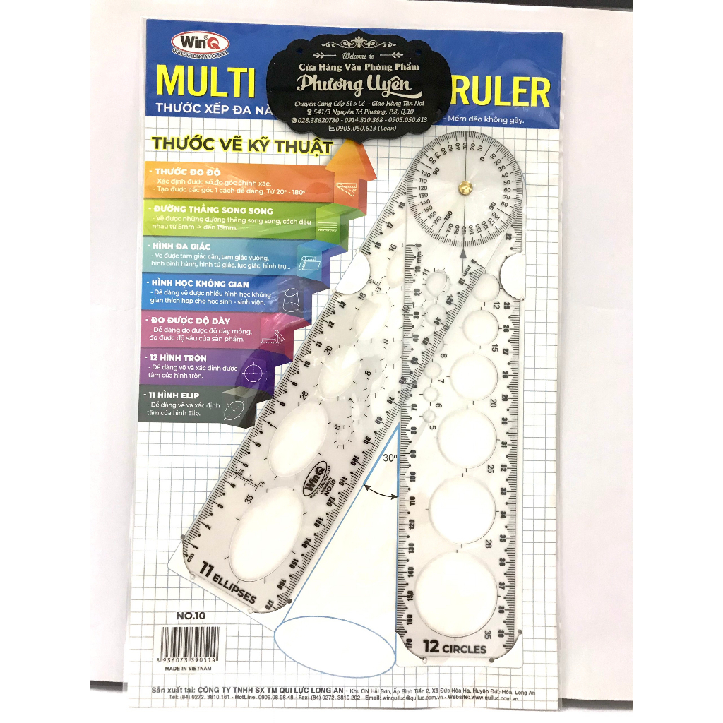 Winq No.10 Multi-Purpose Technical Drawing Ruler, Multi-Purpose ...