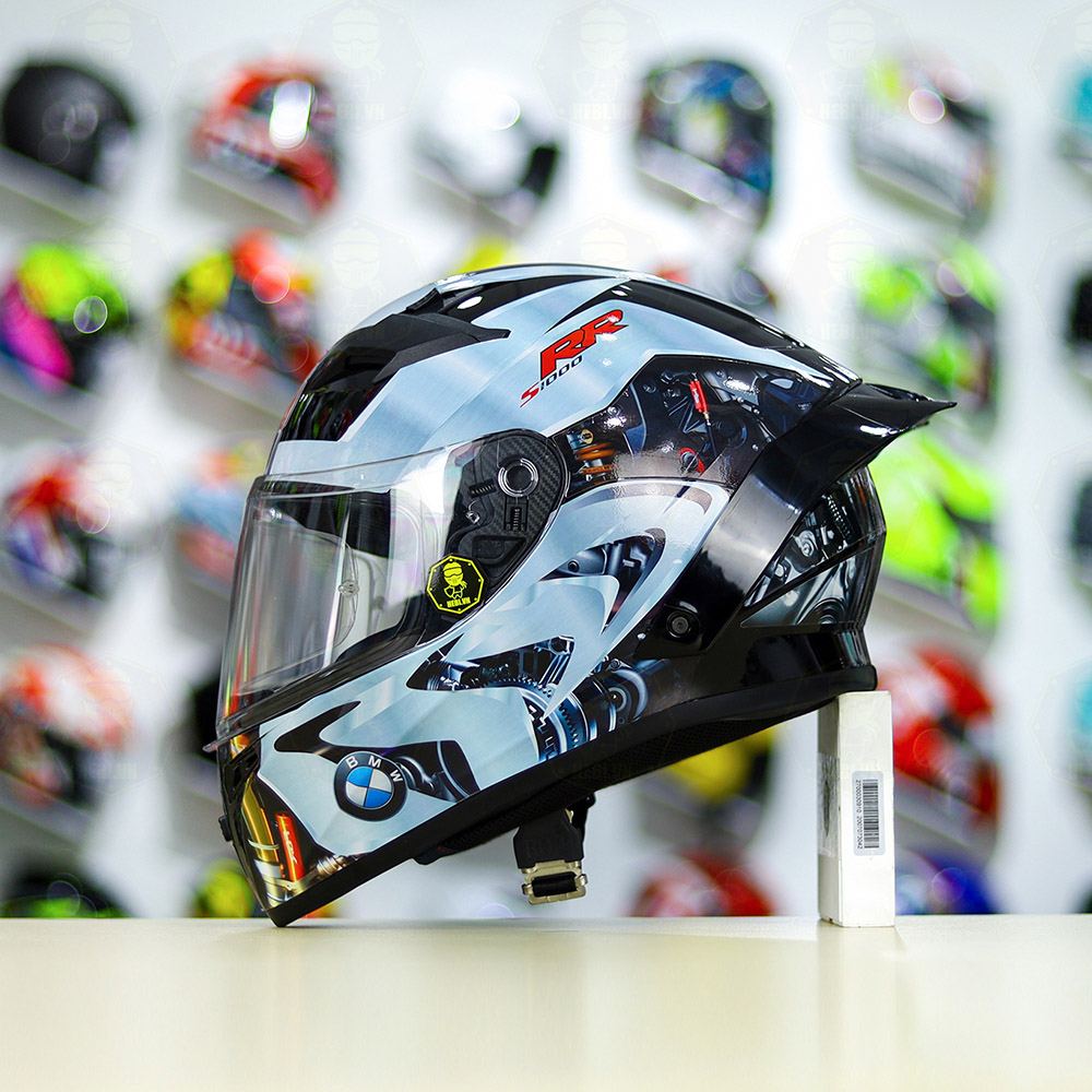 Full Combo ROC 01 Glossy Black Hat with Pista Wind Tail + BMW Silver ...