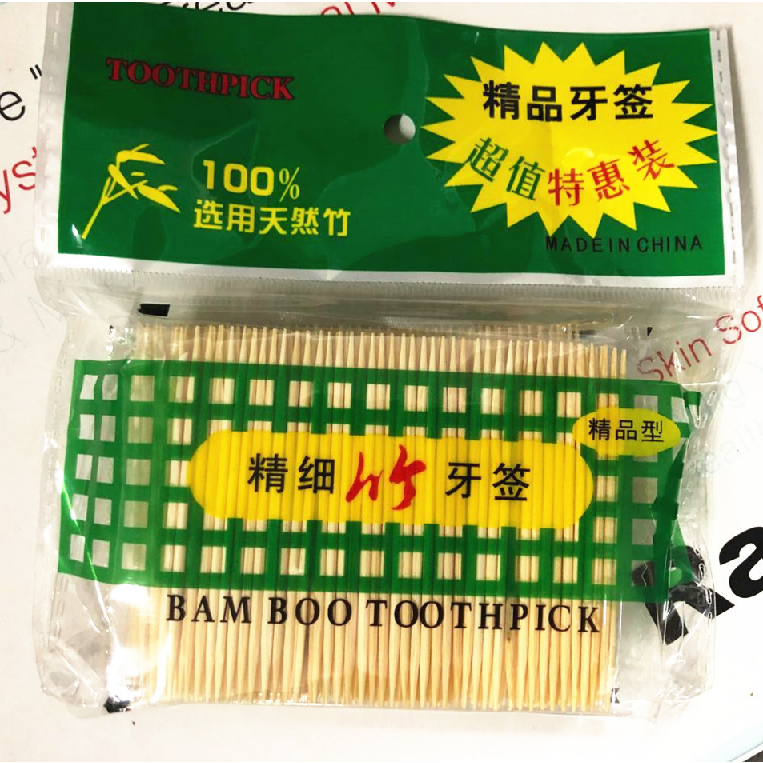 Package of 500 bamboo toothpicks with 2 pointed ends, sturdy and slim ...