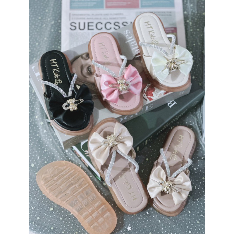 Slippers for girls with bows and stone straps, super flexible and soft ...