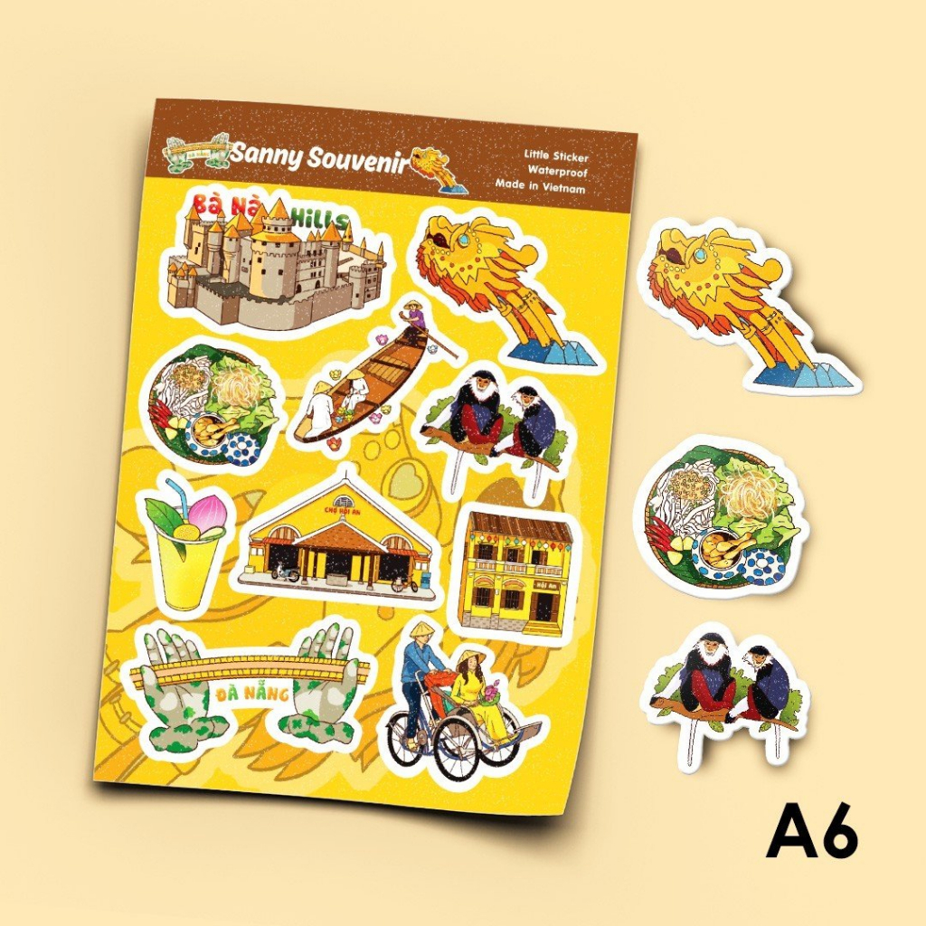 Sanny stickers, souvenir images of Da Nang, Hoi An Vietnam (size A6 ...