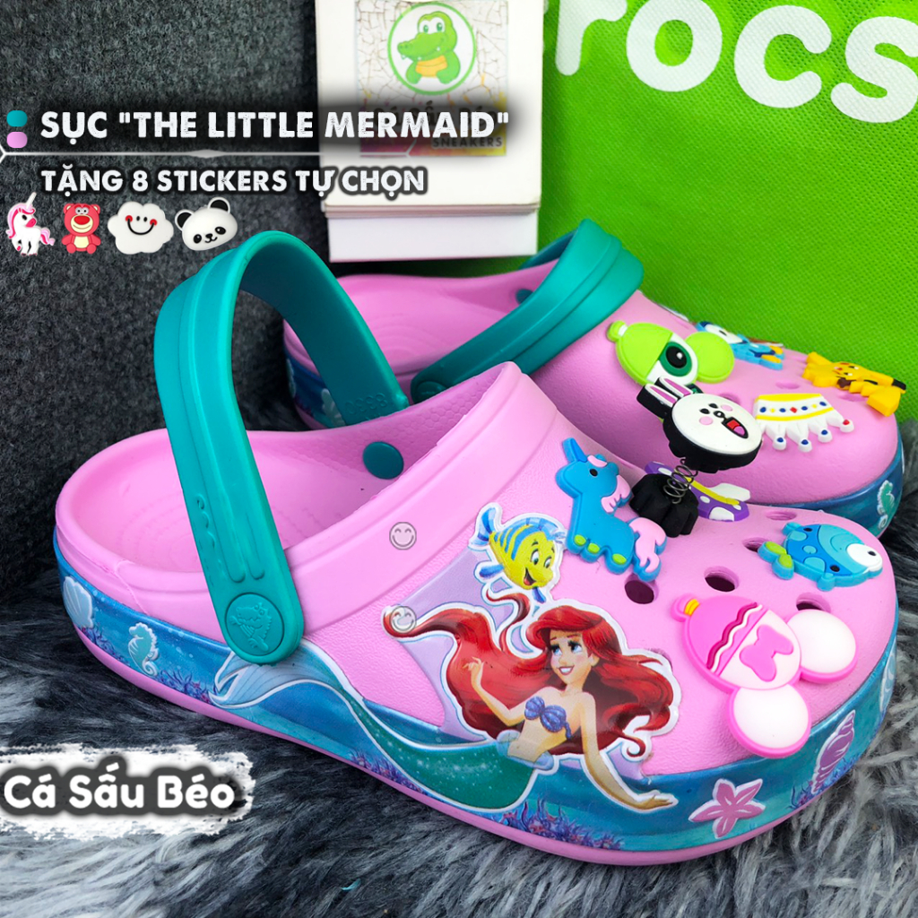 Crocs The little mermaid Super Cute Cartoon Children With 8 stickers As ...
