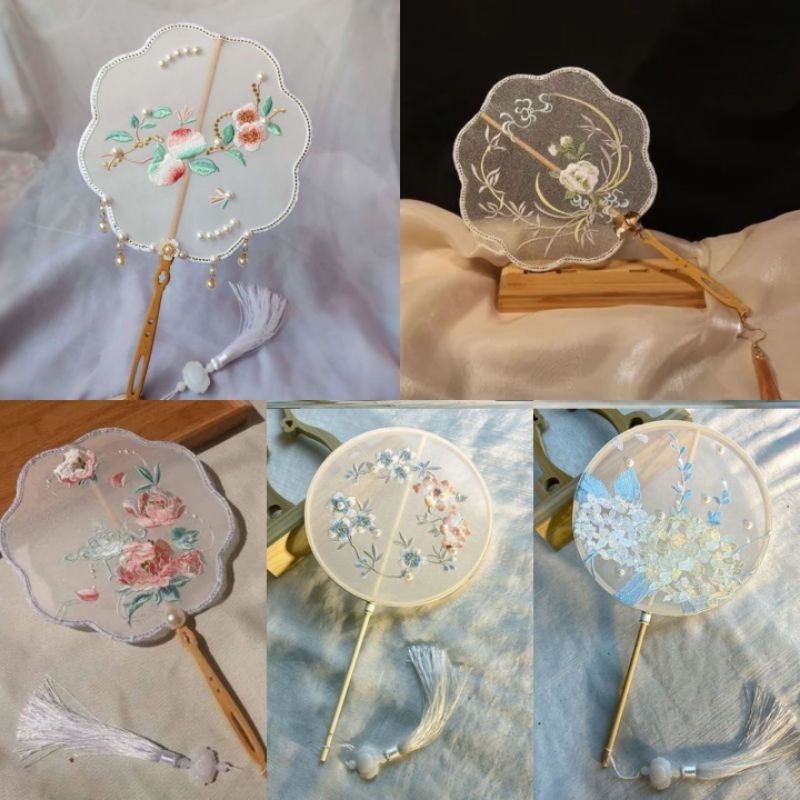 High-quality embroidered antique fan, traditional hanfu cheongsam ...