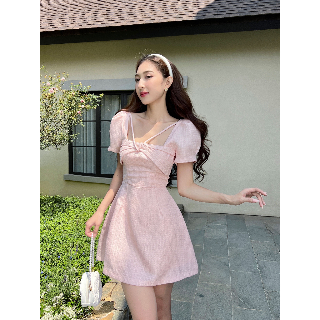 Lady Dress pink pastel puffy sleeves Jacy Dress - COQ | Shopee Philippines