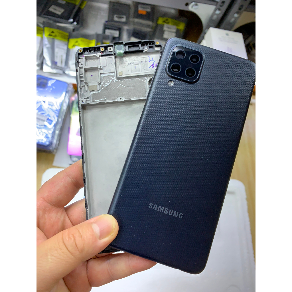 Full skeleton of samsung M22 shell, with orange glass, sim tray ...