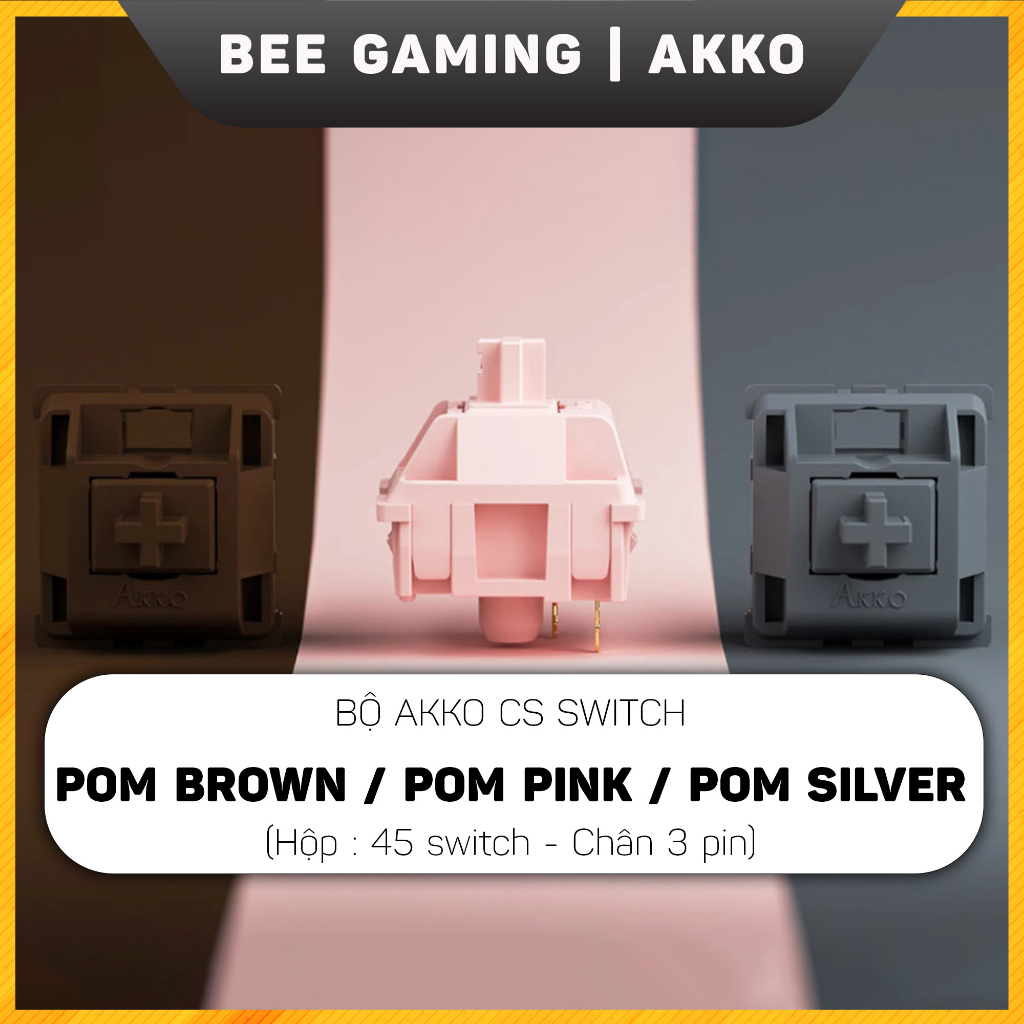 Akko CS switch Set - POM Brown / POM Pink / POM Silver (Box contains 45 ...