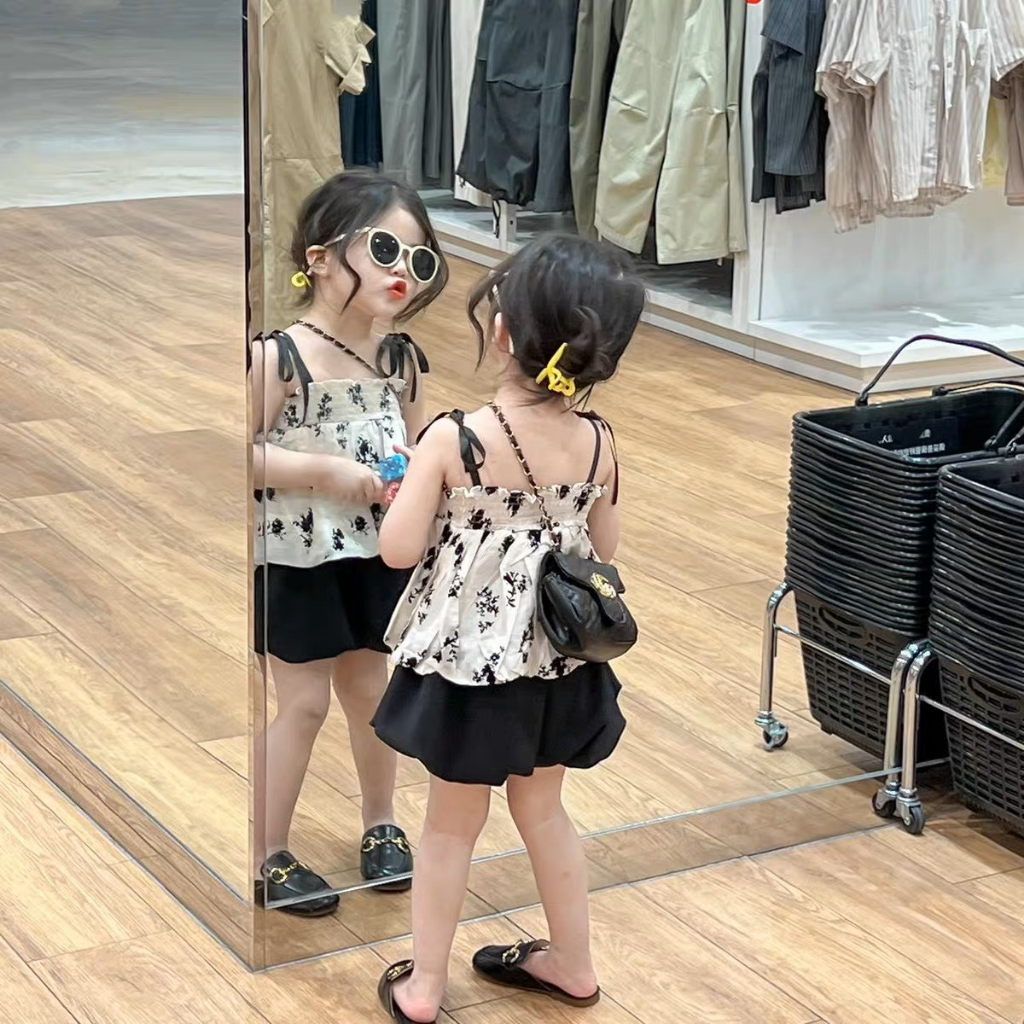 Girls' clothes - Cute Children's 2-Piece Floral Shirt Set with Chunky ...