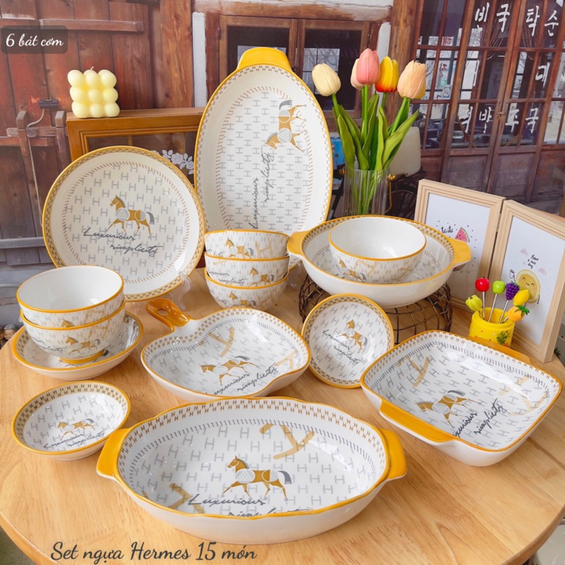 Beautiful hermes dinnerware set with separate separates Piece | Shopee ...