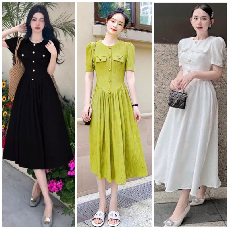 Round neck dress with flap pockets in 3 colors (with real pictures ...