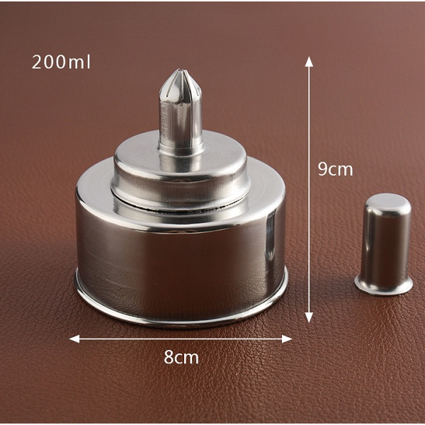 Stainless steel alcohol light box with wick or logo - handmade leather ...