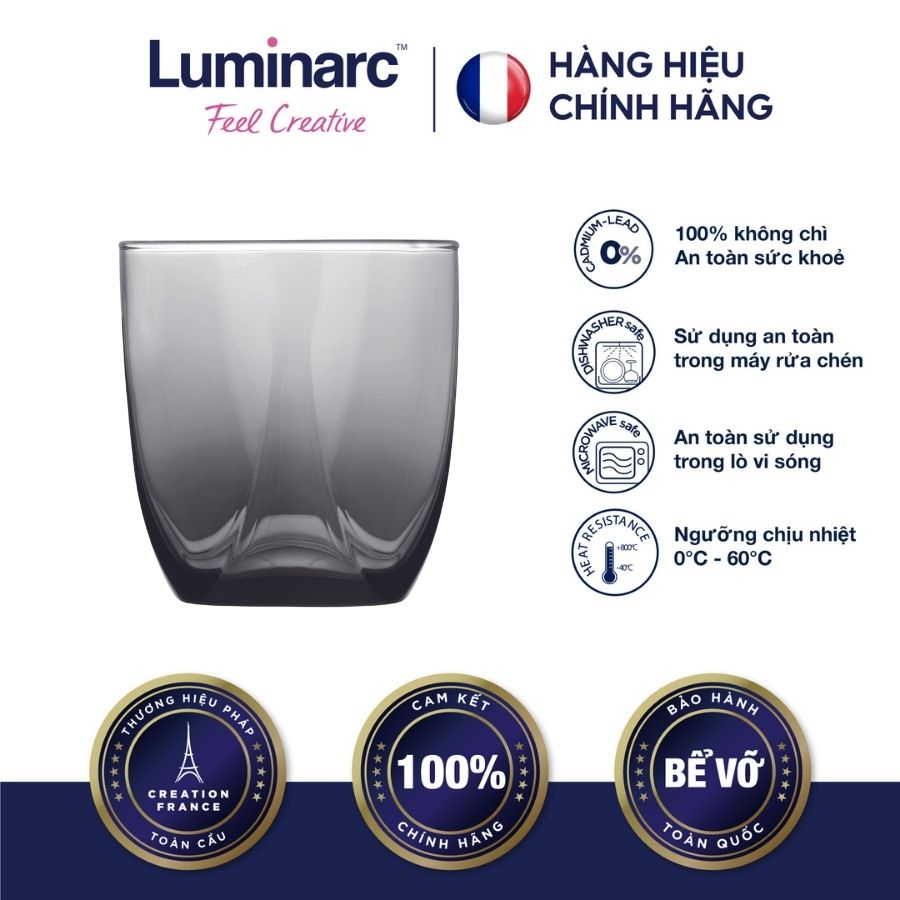 Set of 6 Luminarc Eiffel Gray Low Glass Cups 300ml - LUEIV2957 | Shopee ...