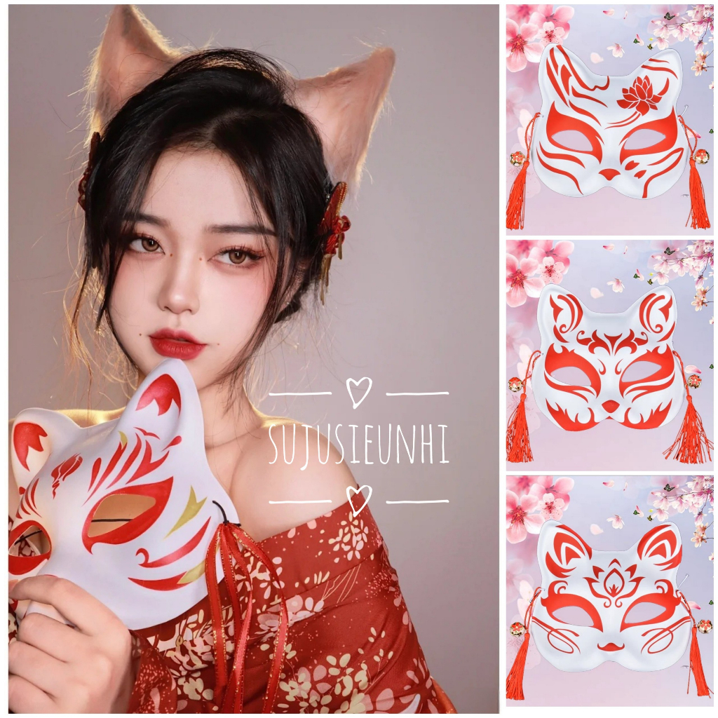 (10 Models) half-face painted fox mask ancient style cosplay cos anime ...