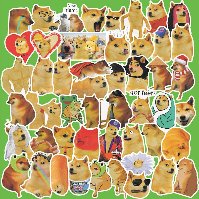 Set of 50 cartoon stickers Cheems Dog Sticker Meme Doge fun waterproof ...