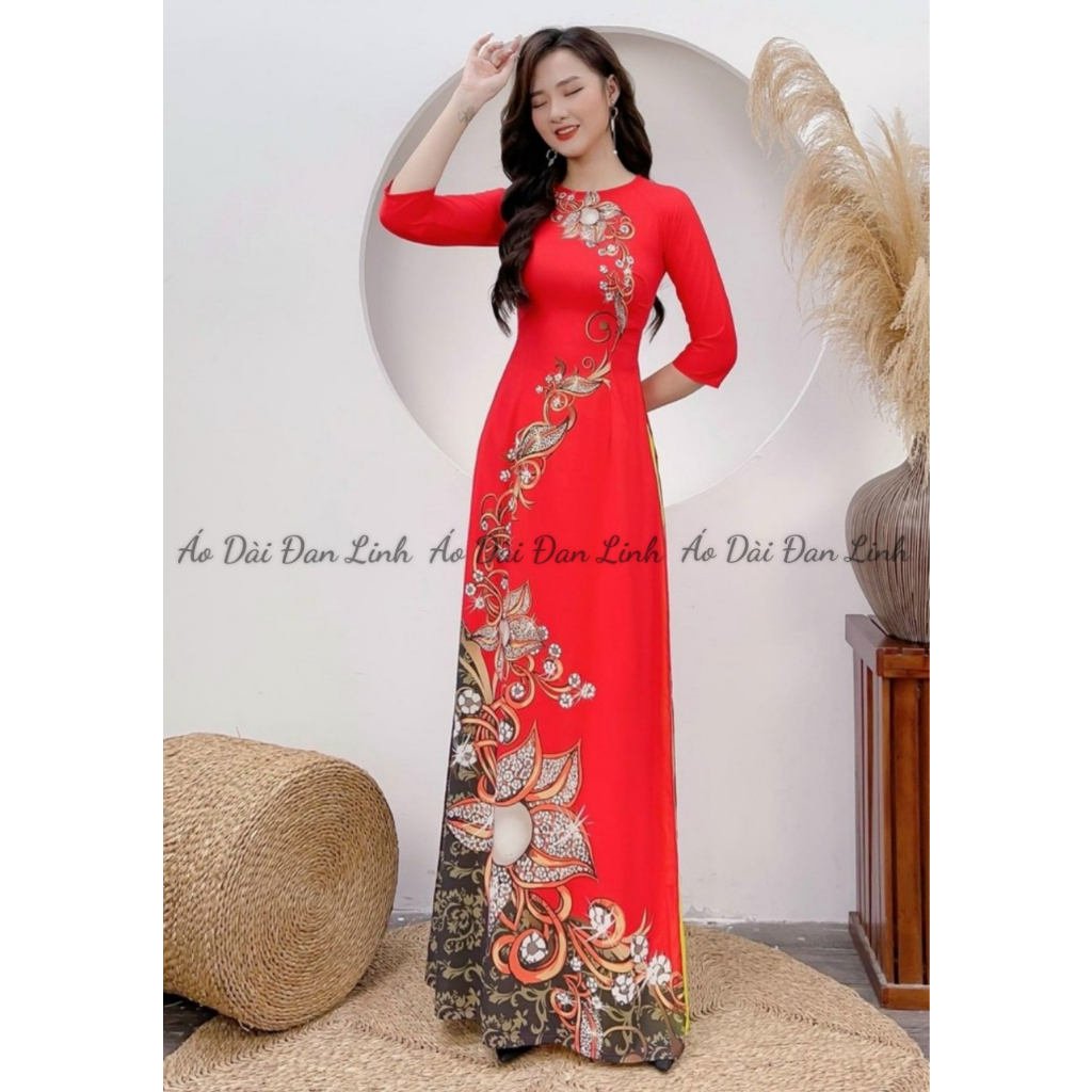 Red 3D printed ao dai model with luxurious patterns - Dan Linh Ao Dai ...