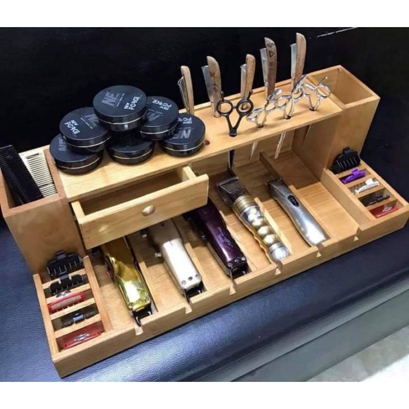 Wooden trimmer tray with 6 compartments and 2 holes with drawers ...