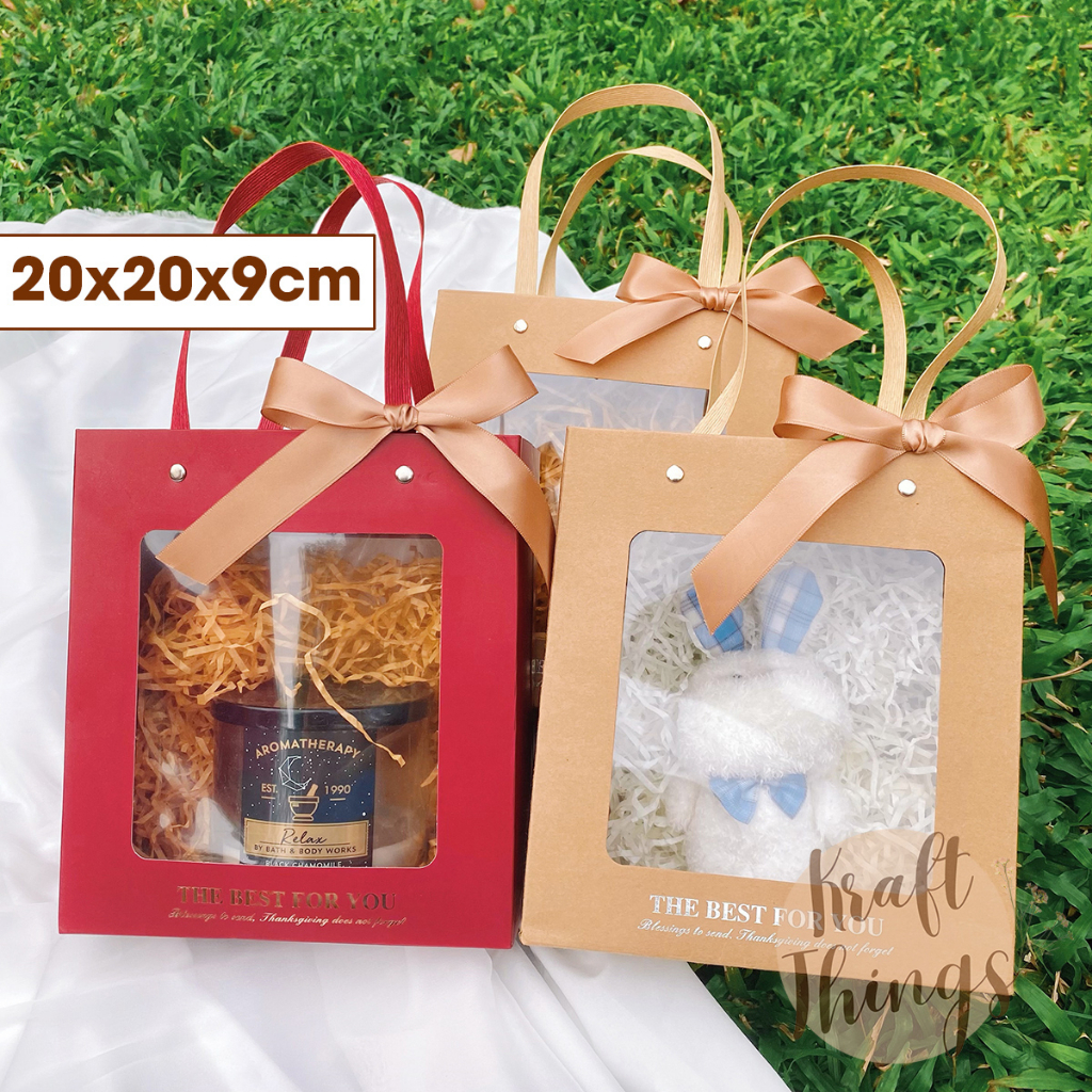 Gift box with handle and luxurious embossed window surface - gift bag ...