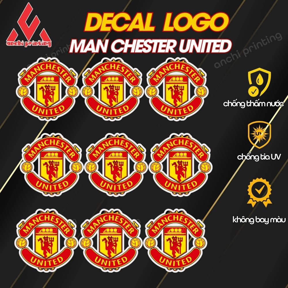 Combo of 9 stickers logo decal MANCHESTER UNITED football club ...