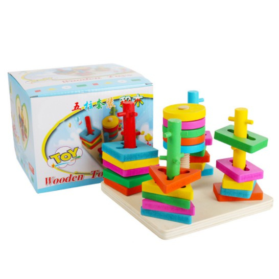 5 Pillar Smart Wooden Toy Help Your Baby Practice Hands, Forge ...