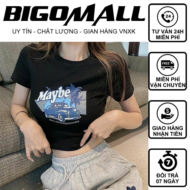 Maybe Car body crop top with BIGOMALL print | Shopee Philippines