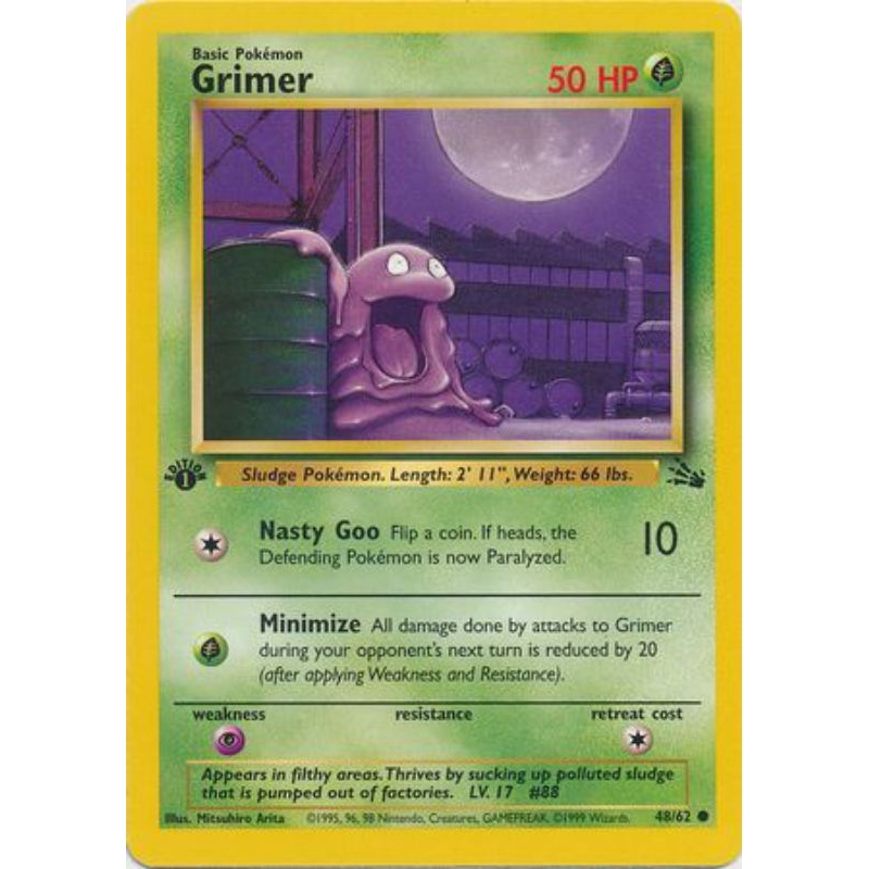 Grimer Genuine Pokemon TCG Card - 48/62 - Common 1st Edition Singles ...