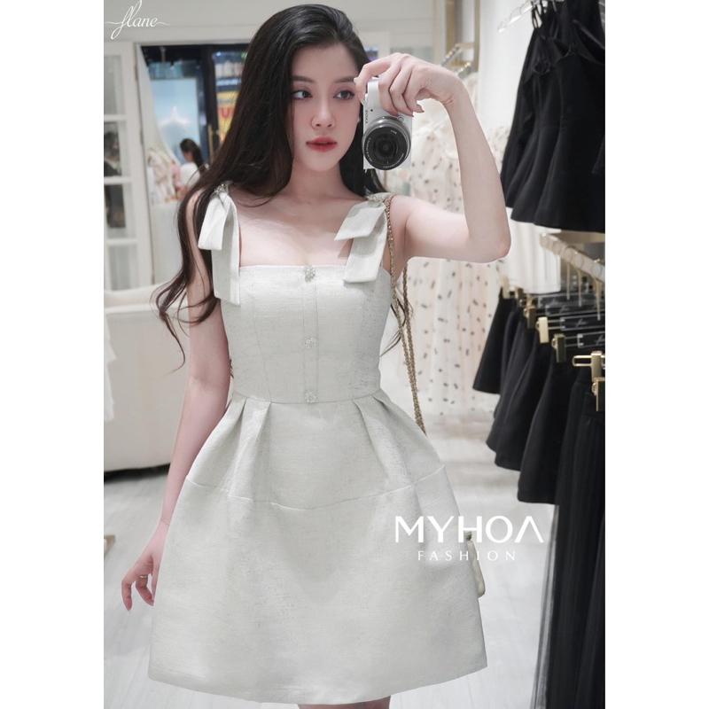 Myhoa| Women's Tacfa Brocade 2-Strap Dress with Rhinestone Flower Bow TKCC | Shopee Philippines