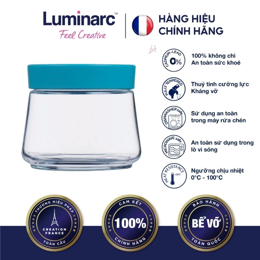 Set of 3 Luminarc Swing Glass Jars with Green Lid 500ml - LUHUP5279 ...