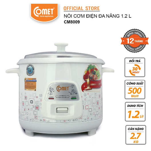 Comet CM8009 removable lid rice cooker - 1.2liter - 500W | Shopee ...