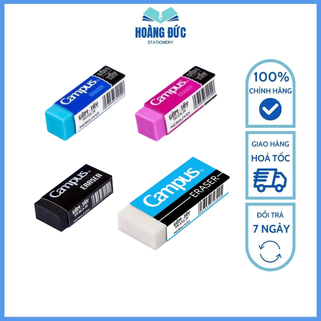 Campus Eraser - Eraser in all colors - Black/White/Pink/Blue - Hoang ...