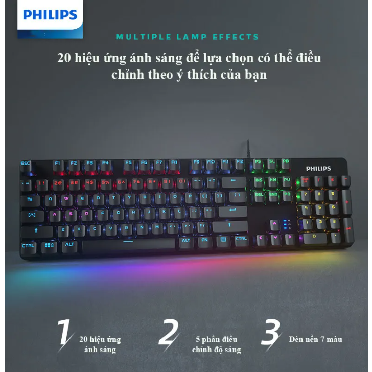 Philips SPK8401 Mechanical Gaming Keyboard, Full Size Wired Keyboard ...