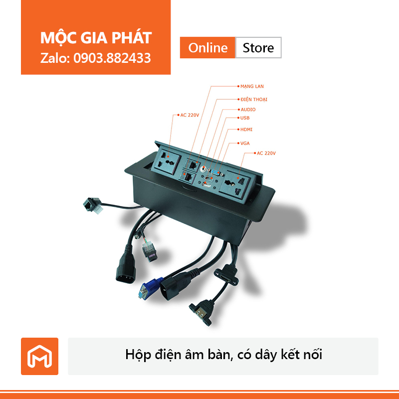 Desktop electrical box with full connection ports and extension cord ...
